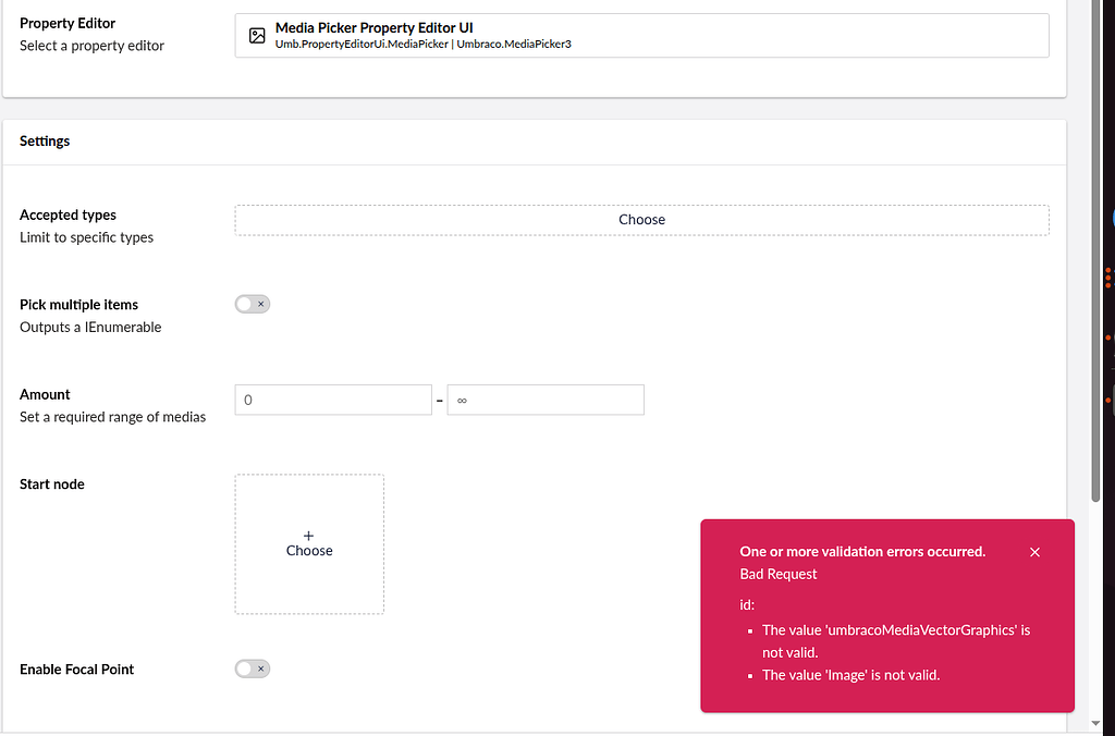 Error msg in Media Picker - Umbraco community forum